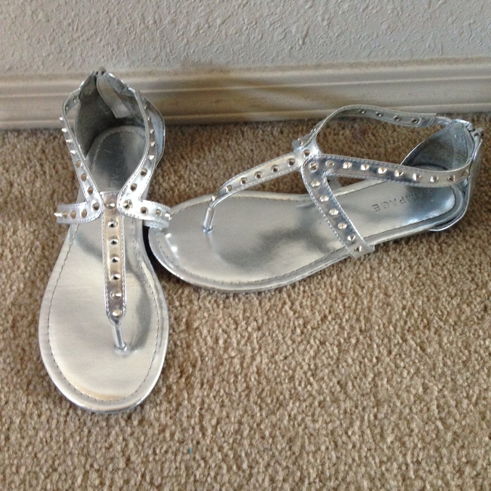 Silver Strappy Spike Metallic Gladiator Sandals - Gem